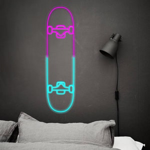 Skateboard Neon Sign Skateboard Art, Skateboard Decor, Teen Boy Gift ...
