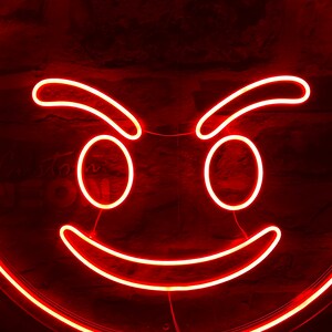 Emoji Devil Neon Sign Creepy Decor, Red Daemon Neon Sign, Emoji ...