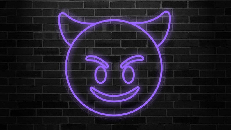 Emoji Devil Neon Sign Creepy Decor Red Daemon Neon Sign - Etsy