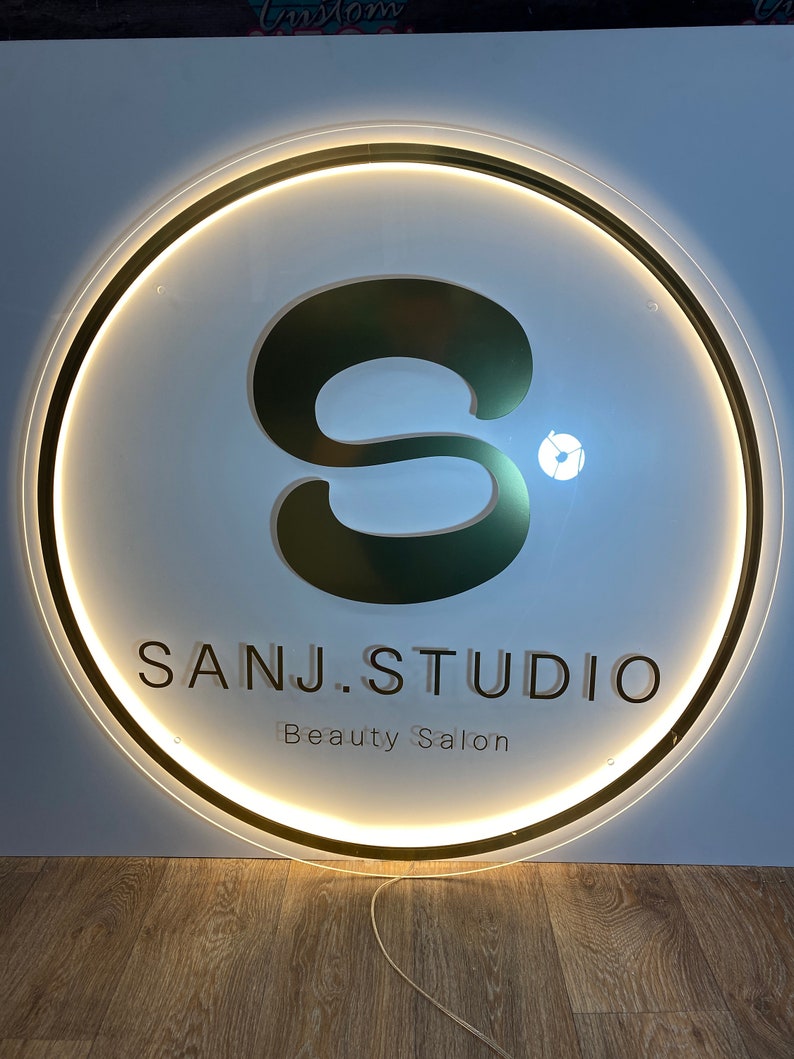 Acrylic Sign for Business. Golden Mirrored Logo for Advertising. All ...