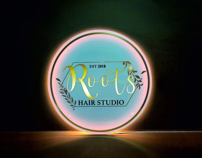 Acrylic Ivory Logo LED Light. Gold Mirror Letters Business - Etsy