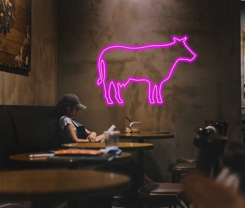 BBQ Cow Neon Signs Meat Sign for Restaurant. Ranch Decor - Etsy