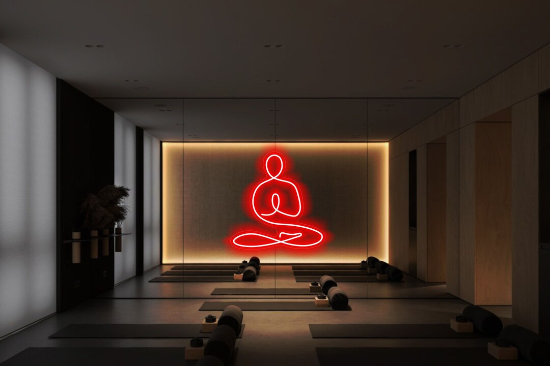 Lotus Pose Neon Sign: Zen Yoga Decor. Buddhist God - Etsy