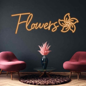 Flowers Neon Sign for Flower Shop. Sign for a Store, Illuminated Decor ...