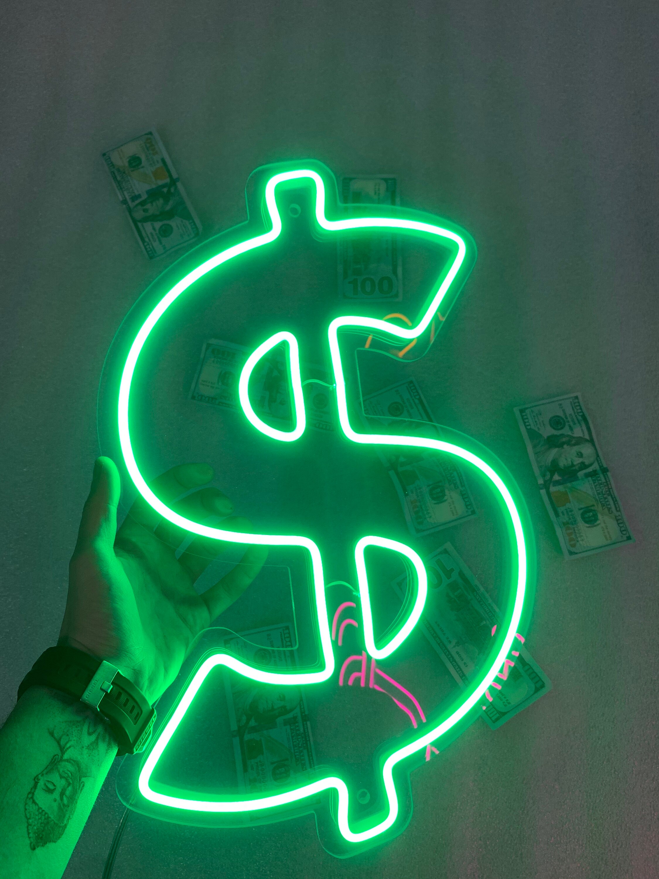 Dollar Sign Neon Sign - Bright Money Symbol for Your Space - Etsy