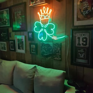 Four Leaf Clover Neon Sign, Neon Wall Sign, Trendy Wall Art, Lucky ...