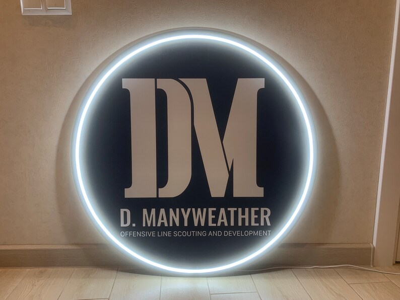 Black Acrylic Badge With Logo. Signboard With LED Backlight. Business ...