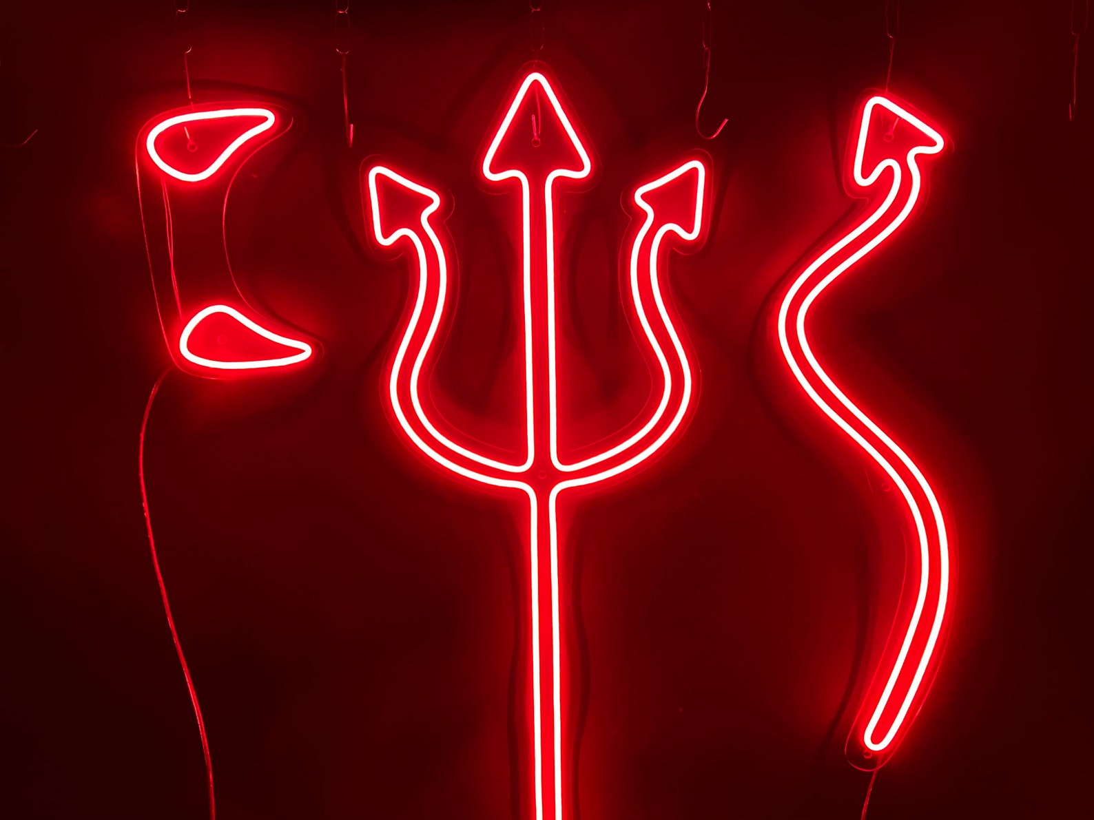Devil Neon Sign Halloween Lights Demon Horns and Tail - Etsy