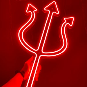 Devil Neon Sign, Halloween Lights, Demon Horns and Tail, Halloween ...