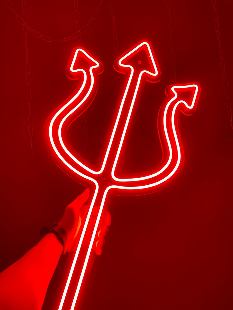 Devil Neon Sign Halloween Lights Demon Horns and Tail - Etsy