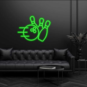 Bowling Ball and Pin - Sports LED Neon Sign. Light Decor of the Game ...