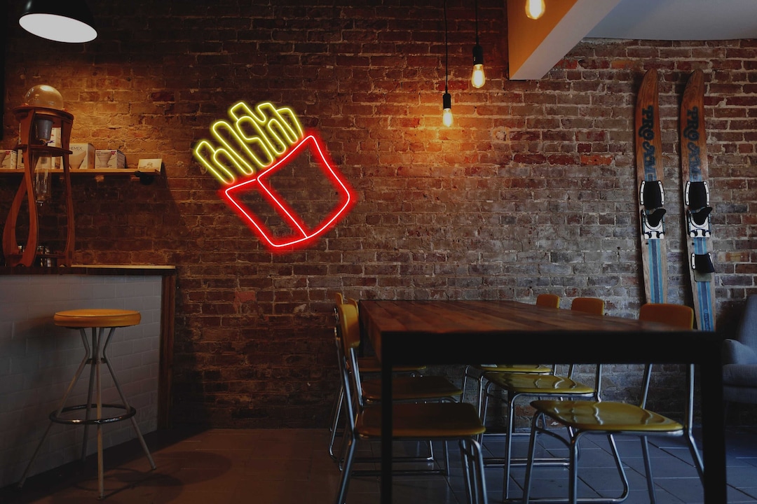 French Fries Neon Sign - Food Art, Custom Neon Sign, Street Food ...