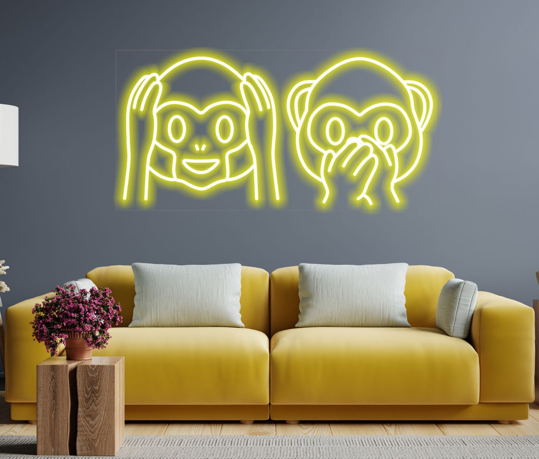 Monkey Emoji Neon Sign - Playful Emoji Decor for Home - Etsy