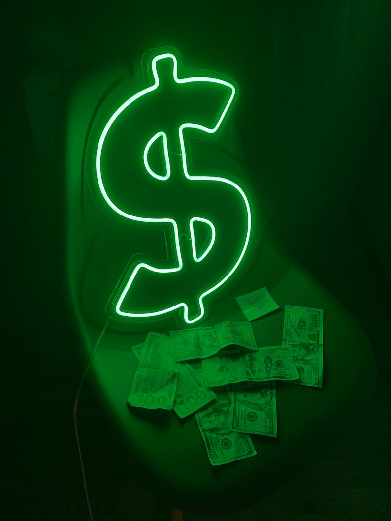 Dollar Sign Neon Sign - Bright Money Symbol for Your Space - Etsy