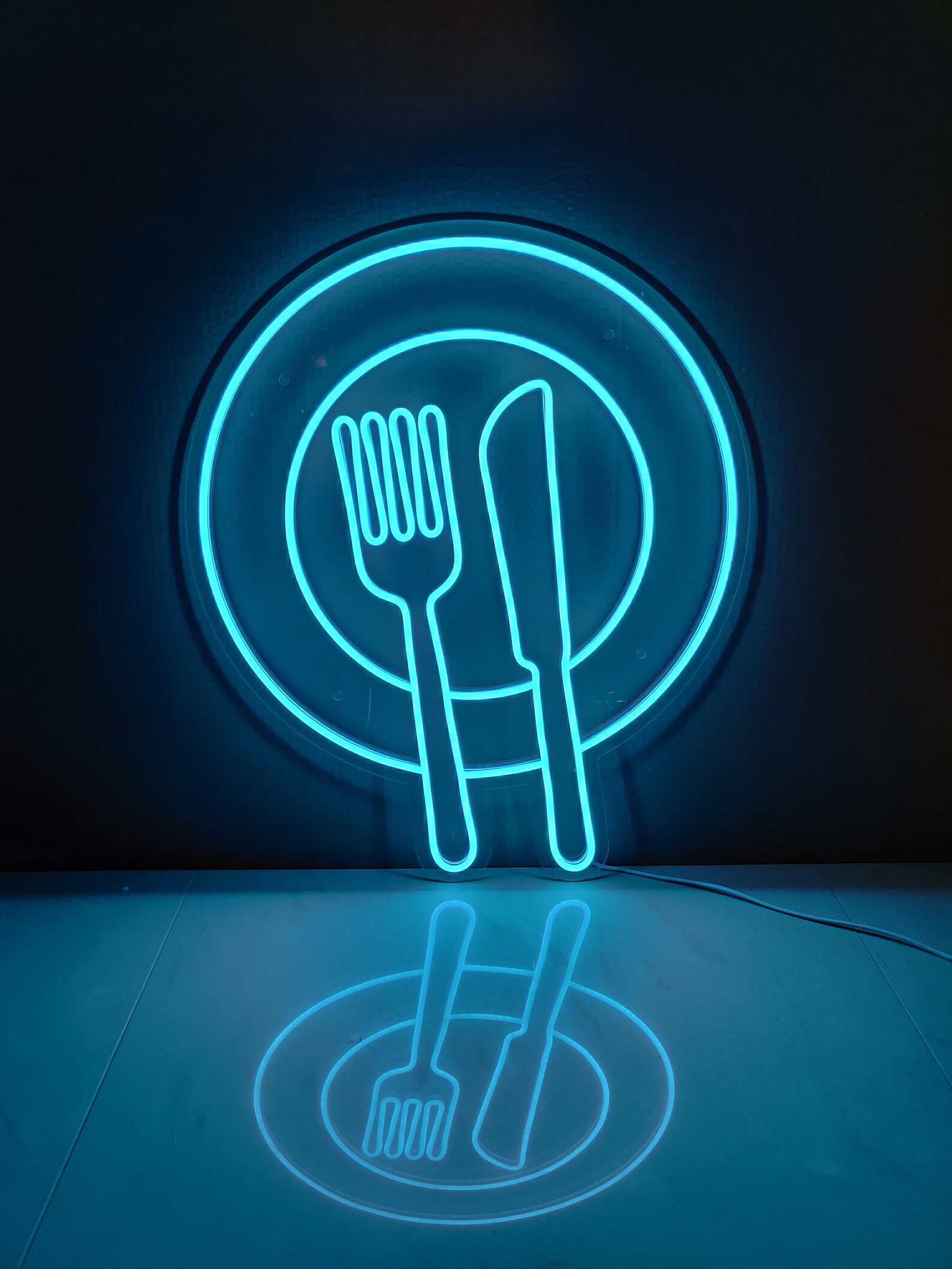 Neon Sign for Canteen or Restaurant Fork and Knife. "eat" Sign Wall Art ...
