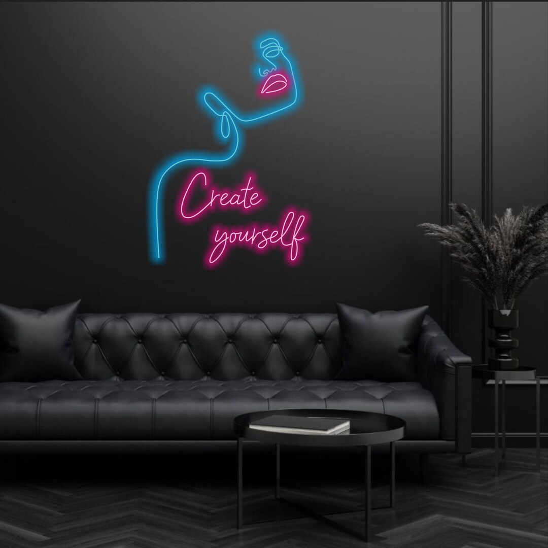 Create Yourself Neon Sign: Beauty Salon Decor, Trendy Wall Art - Etsy