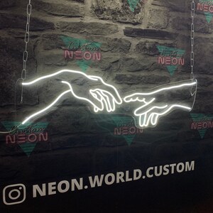 Creation of Adam Hands Neon Sign: Iconic Hand Gesture Art - Etsy