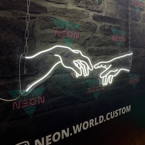 Creation of Adam Hands Neon Sign: Iconic Hand Gesture Art - Etsy