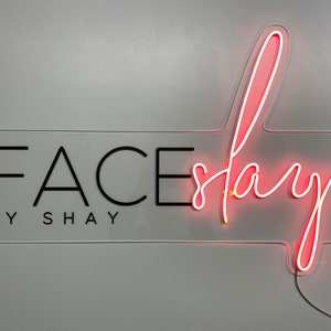 Neon Logo Sign, Custom Business Logo, Reception Desk, Indoor Lobby Sign ...