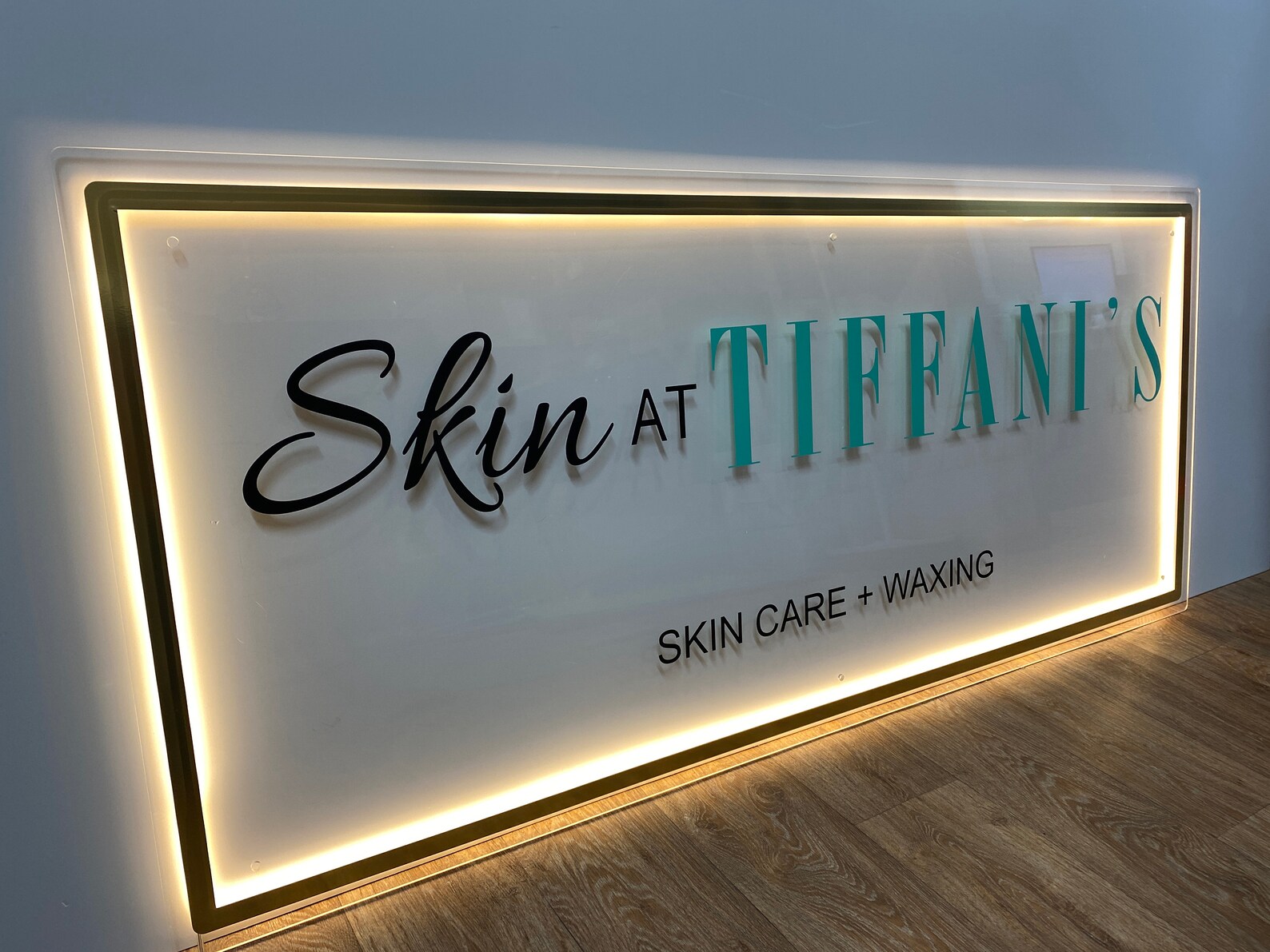 Acrylic Logo Plate Mirror Gold With Backlight. Reception Desk - Etsy