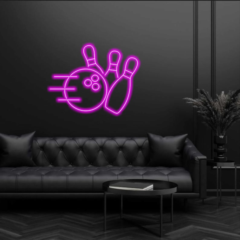 Bowling Ball and Pin - Sports LED Neon Sign. Light Decor of the Game ...