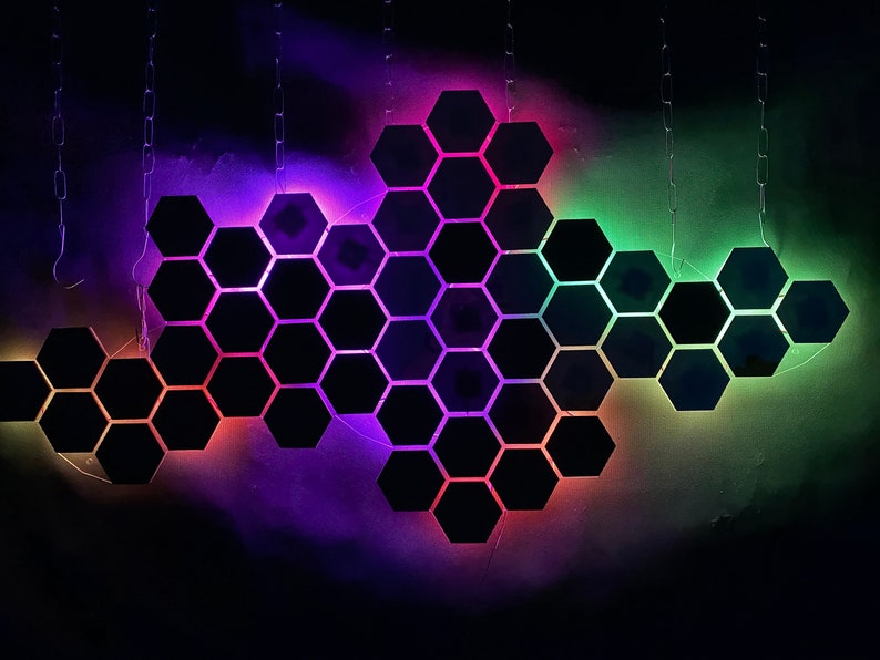 Honeycomb RGB LED Panel: Wood & Acrylic Hexagon Wall Art - Etsy