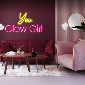 You Glow Girl Neon Sign for Beauty Salon. Neon Sign Art for Nail Salon ...