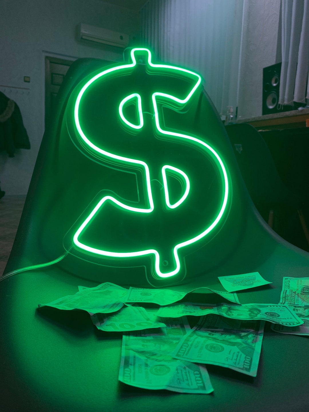 Dollar Sign Neon Sign - Bright Money Symbol for Your Space - Etsy