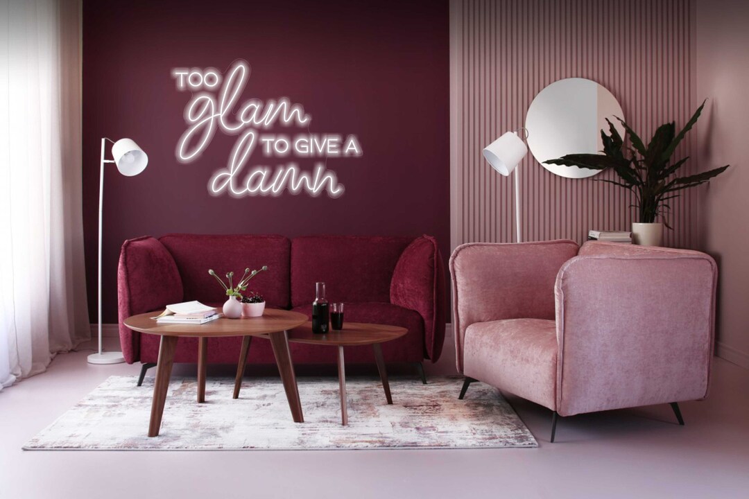 Beauty Salon Neon Sign Too Glam to Give a Damn. Business Sign, Hair ...