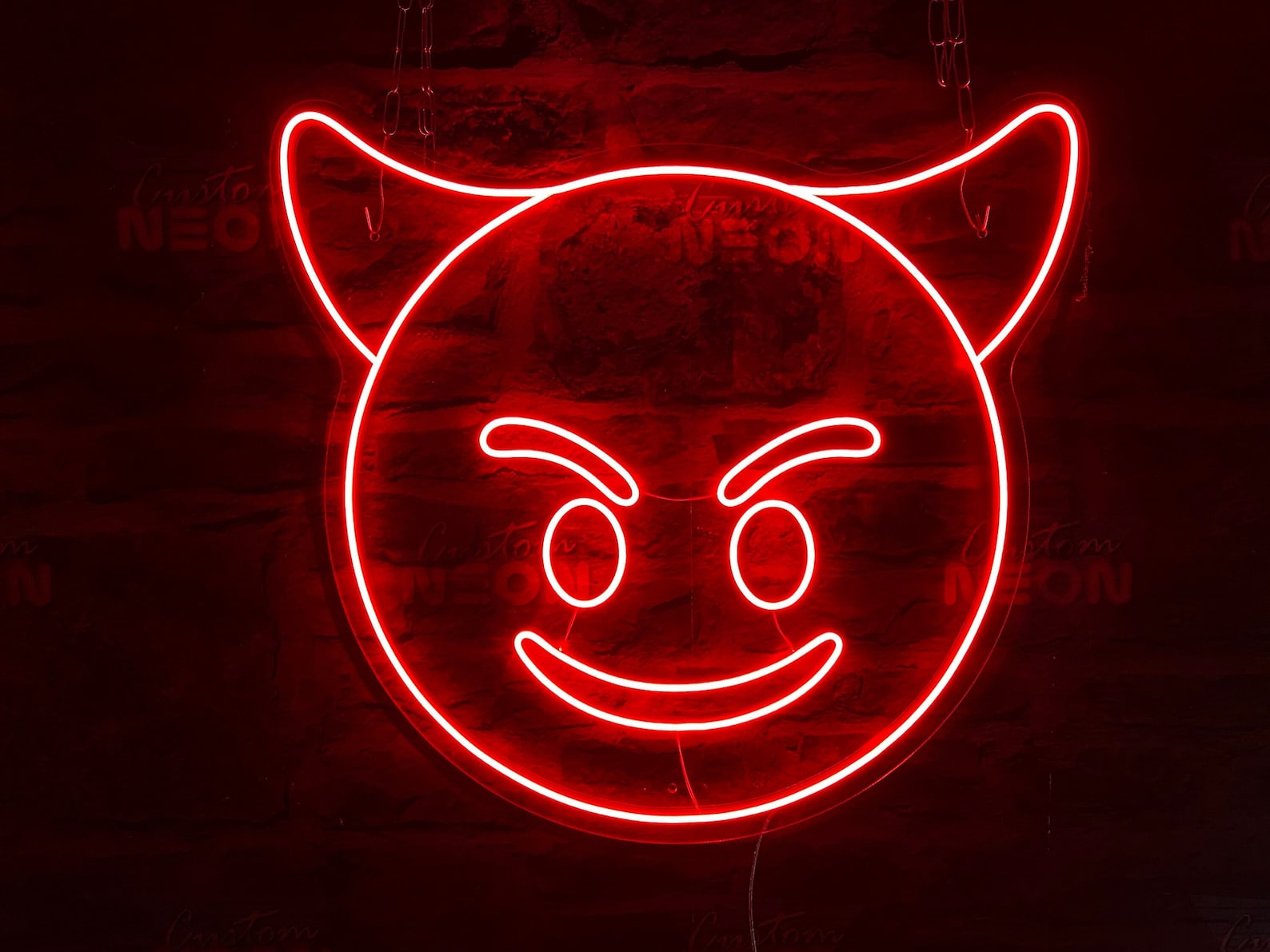 Emoji Devil Neon Sign Creepy Decor Red Daemon Neon Sign - Etsy