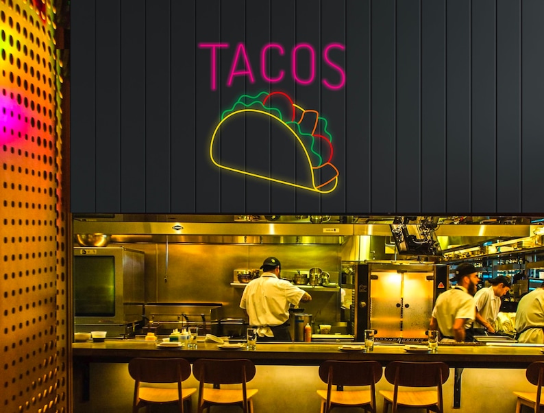 Taco Neon LED Sign is a Bright Decor for Mexican Cuisine. - Etsy