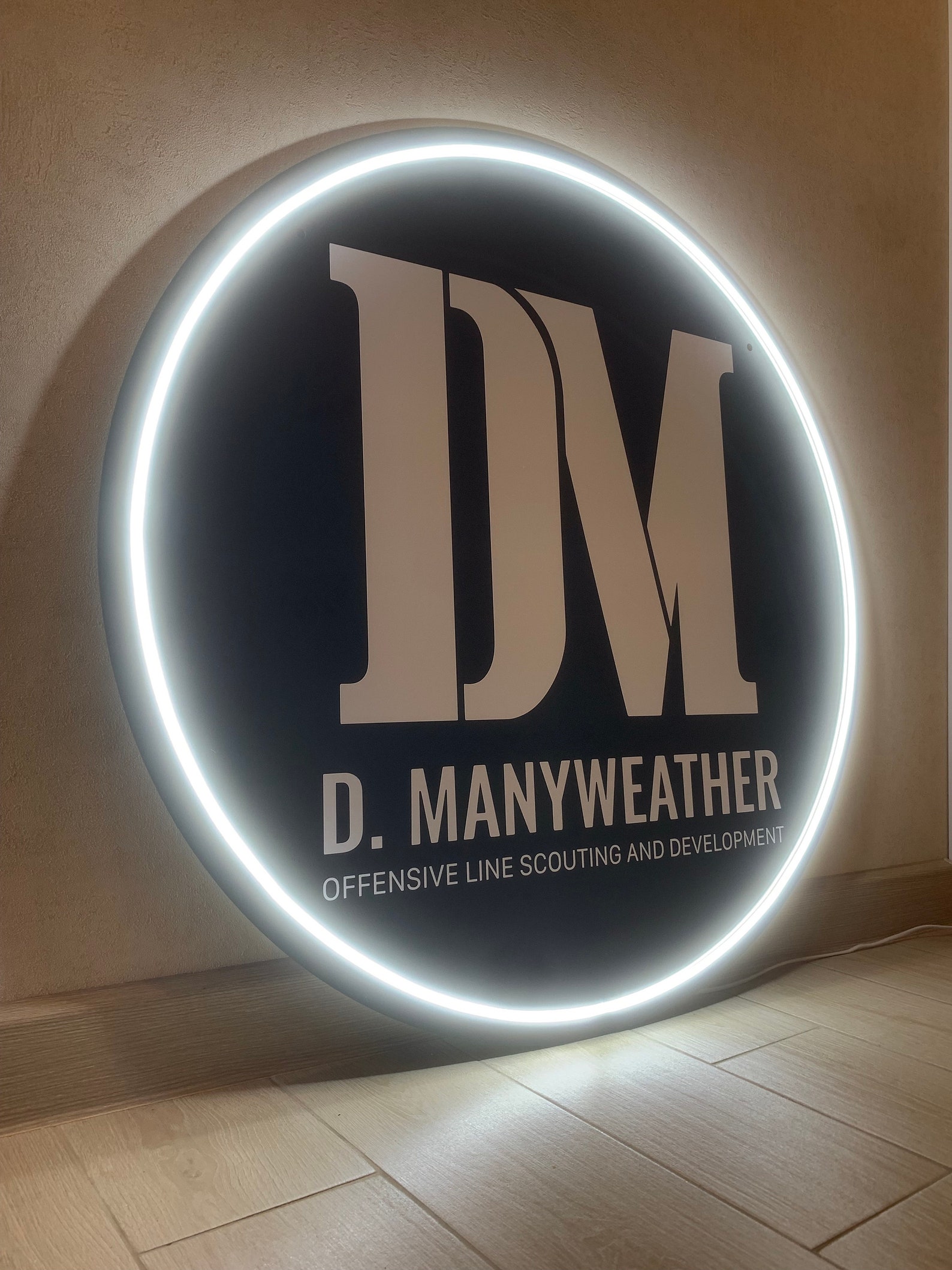 Black Acrylic Badge With Logo. Signboard With LED Backlight. Business ...