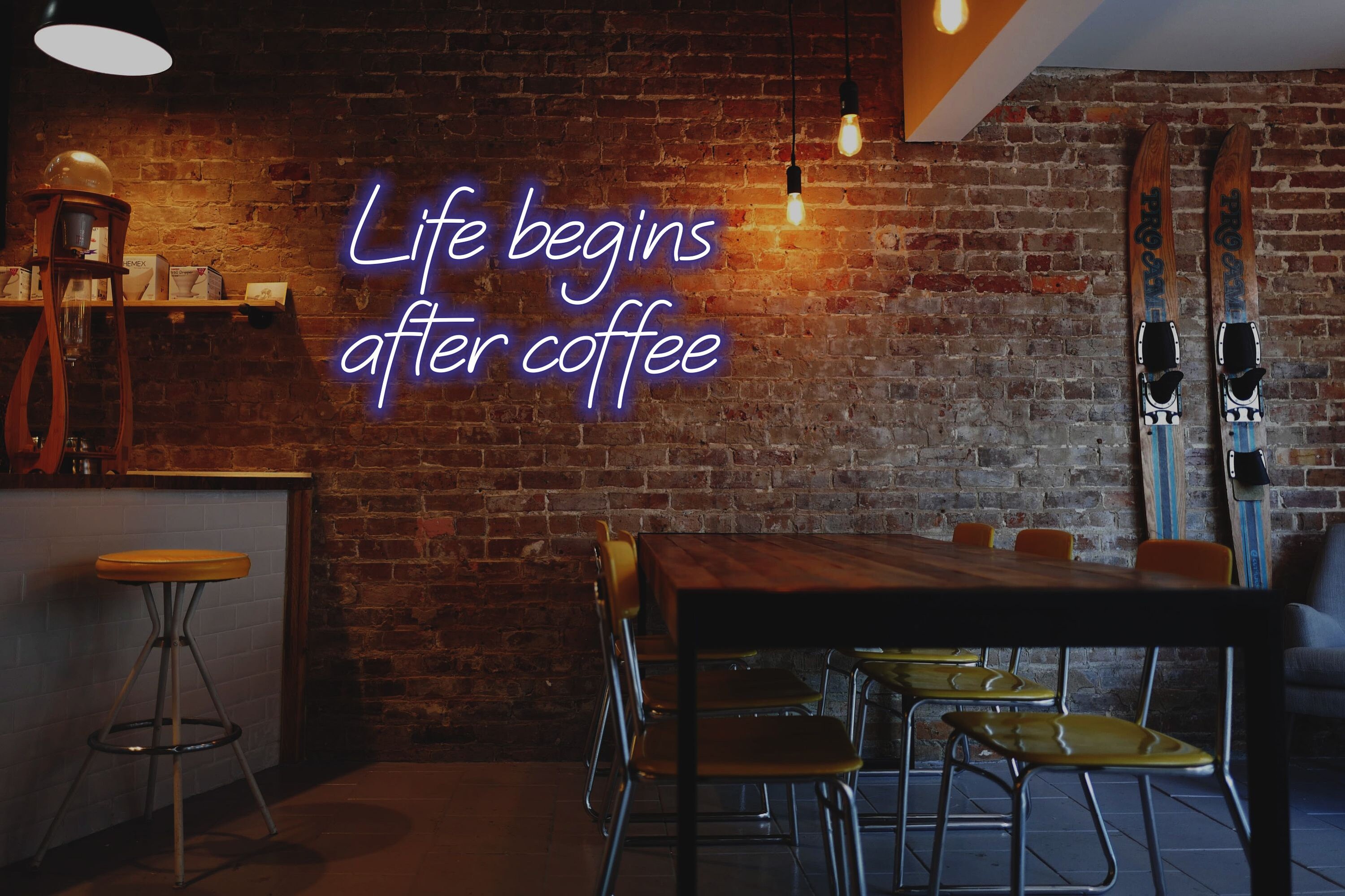 Life Begins After Coffee for Cafe or Coffee Shop. Neon Letters Sign for ...