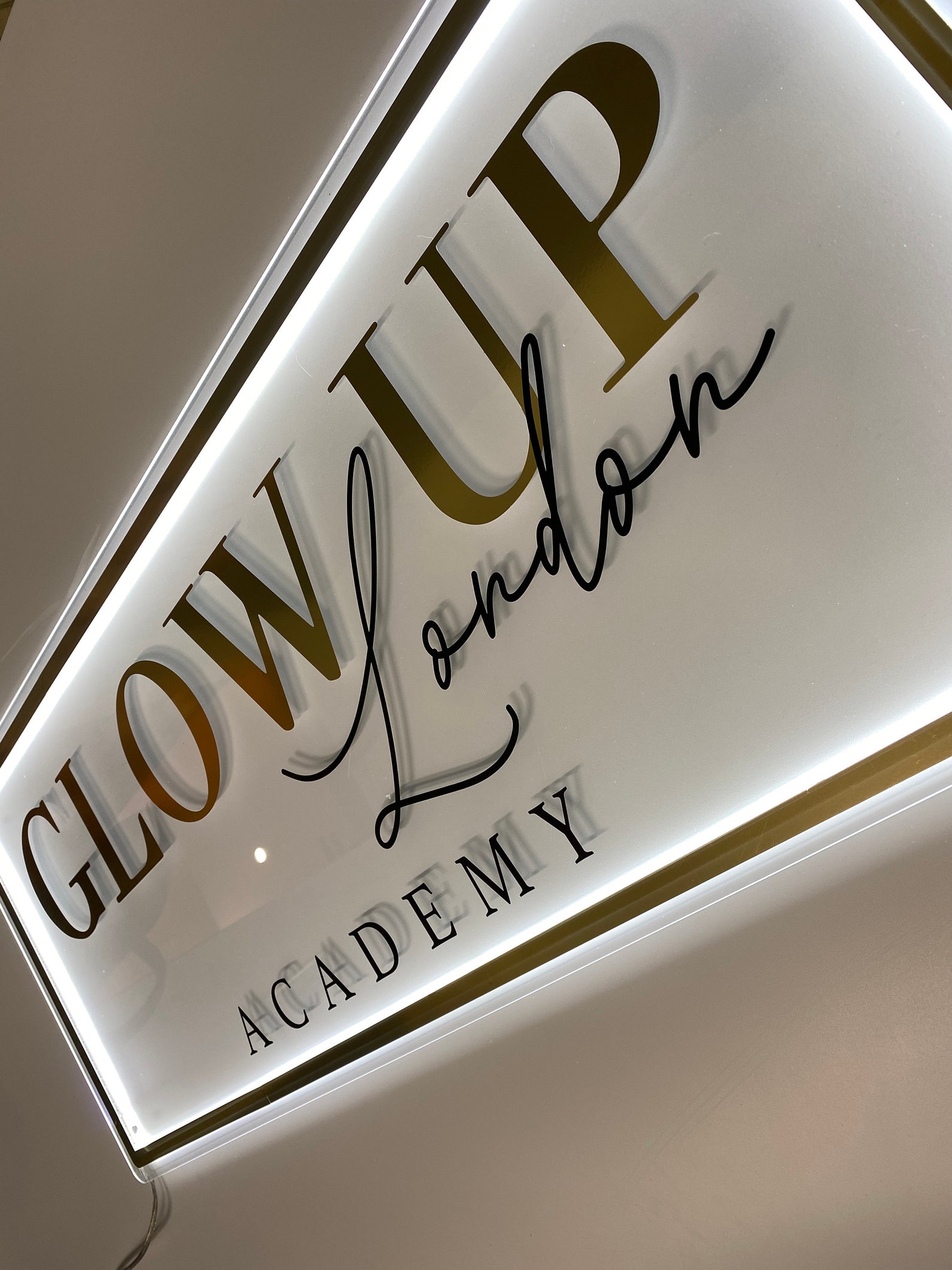 Acrylic Logo Plate Mirror Gold With Backlight. Reception Desk - Etsy