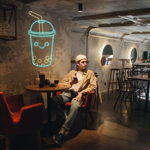 Bubble Tea Neon Sign for Cafe or Home Decor. Signboard of Street Food ...