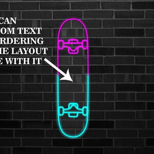 Skateboard Neon Sign Skateboard Art, Skateboard Decor, Teen Boy Gift ...