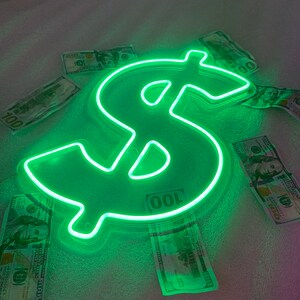 Dollar Sign Neon Sign - Bright Money Symbol for Your Space - Etsy