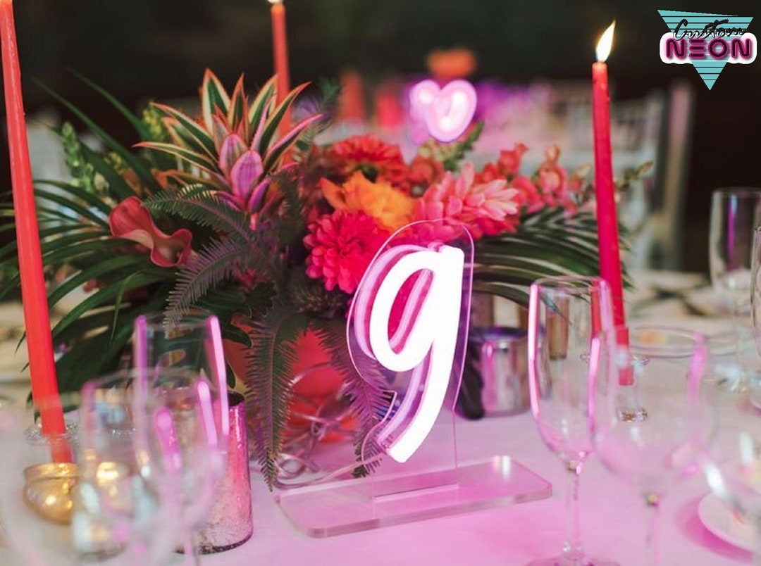 Neon Table Sign for a Wedding a Number on a Table in a - Etsy