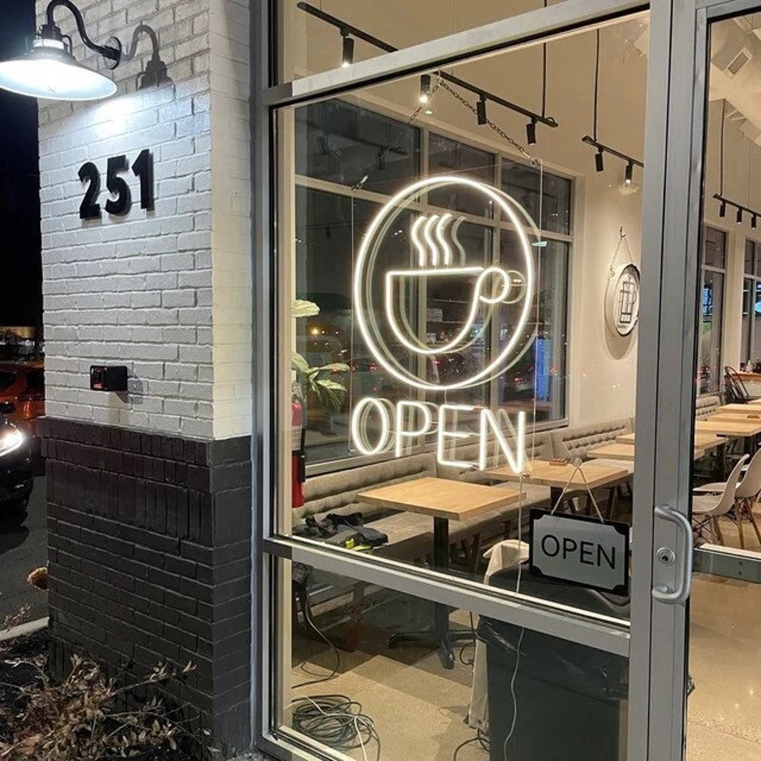 Coffee Open Neon Sign for Bar, Tea Shop. Unique LED Lighting for Your ...