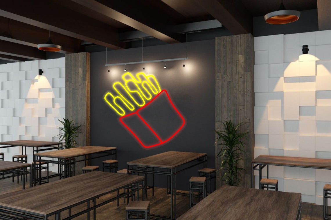 French Fries Neon Sign Food Art Led Neon Sign Street Food | Etsy