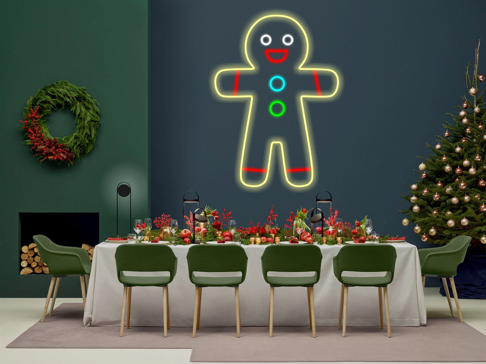 Gingerbread Man Neon Sign Gingerbread Decor Led Fairy | Etsy