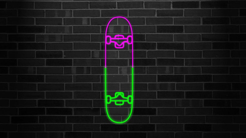 Skateboard Neon Sign Skateboard Art Skateboard Decor Teen - Etsy