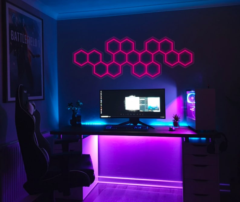 Honeycomb Neon LED Panel Hexagonal. Gaming Stock Exchange - Etsy UK