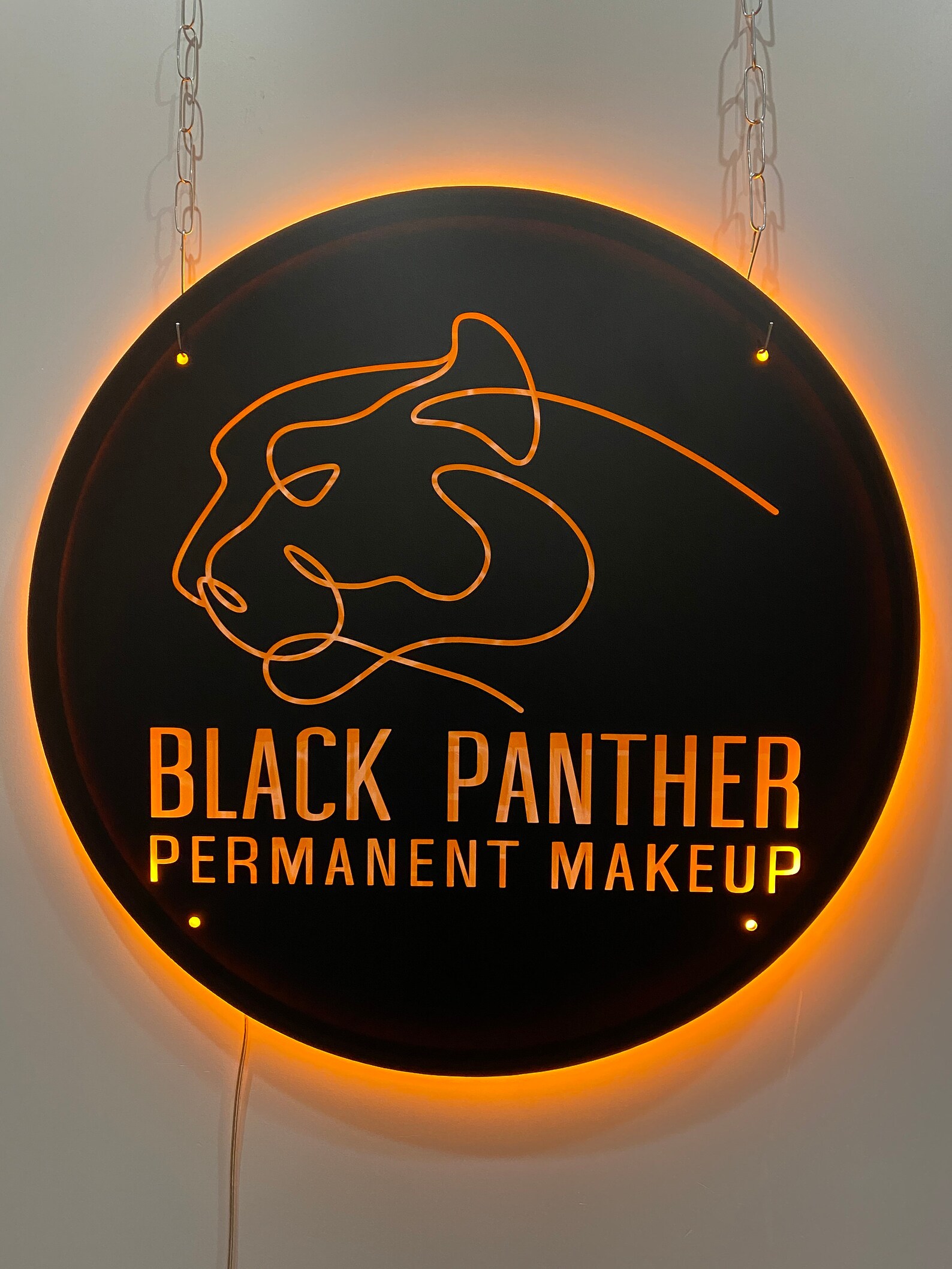 Black Acrylic Badge With Logo. Signboard With LED Backlight. Business ...