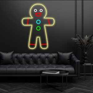 Gingerbread Man Neon Sign, Gingerbread Decor, Led Fairy Lights ...