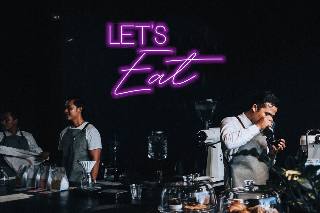 Let's Eat Neon Sign - Dining or Restaurant Art. LED Sign for the ...