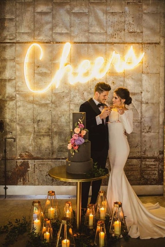 Cheers sign Wedding Neon Sign wedding bar sign Custom Neon | Etsy