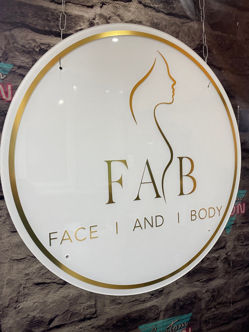 Acrylic Ivory Logo LED Light. Gold Mirror Letters Business - Etsy