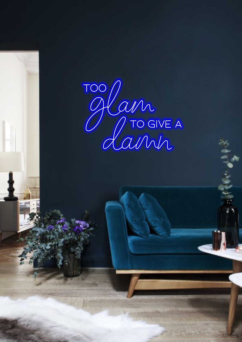 Beauty Salon Neon Sign Too Glam to Give a Damn. Business Sign, Hair ...