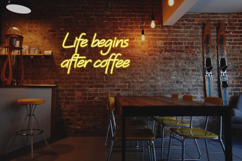 Life Begins After Coffee for Cafe or Coffee Shop. Neon Letters Sign for ...